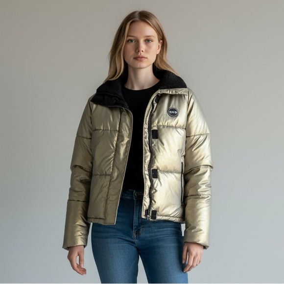 Topshop | Jackets & Coats | Sno Metallic Gold Puffer Jacket | Poshmark